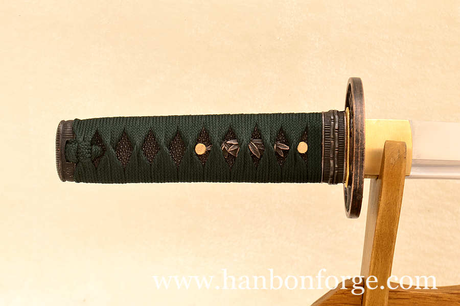 Green Saya 1060 Steel Oil Quenched Tanto Sword Full Tang