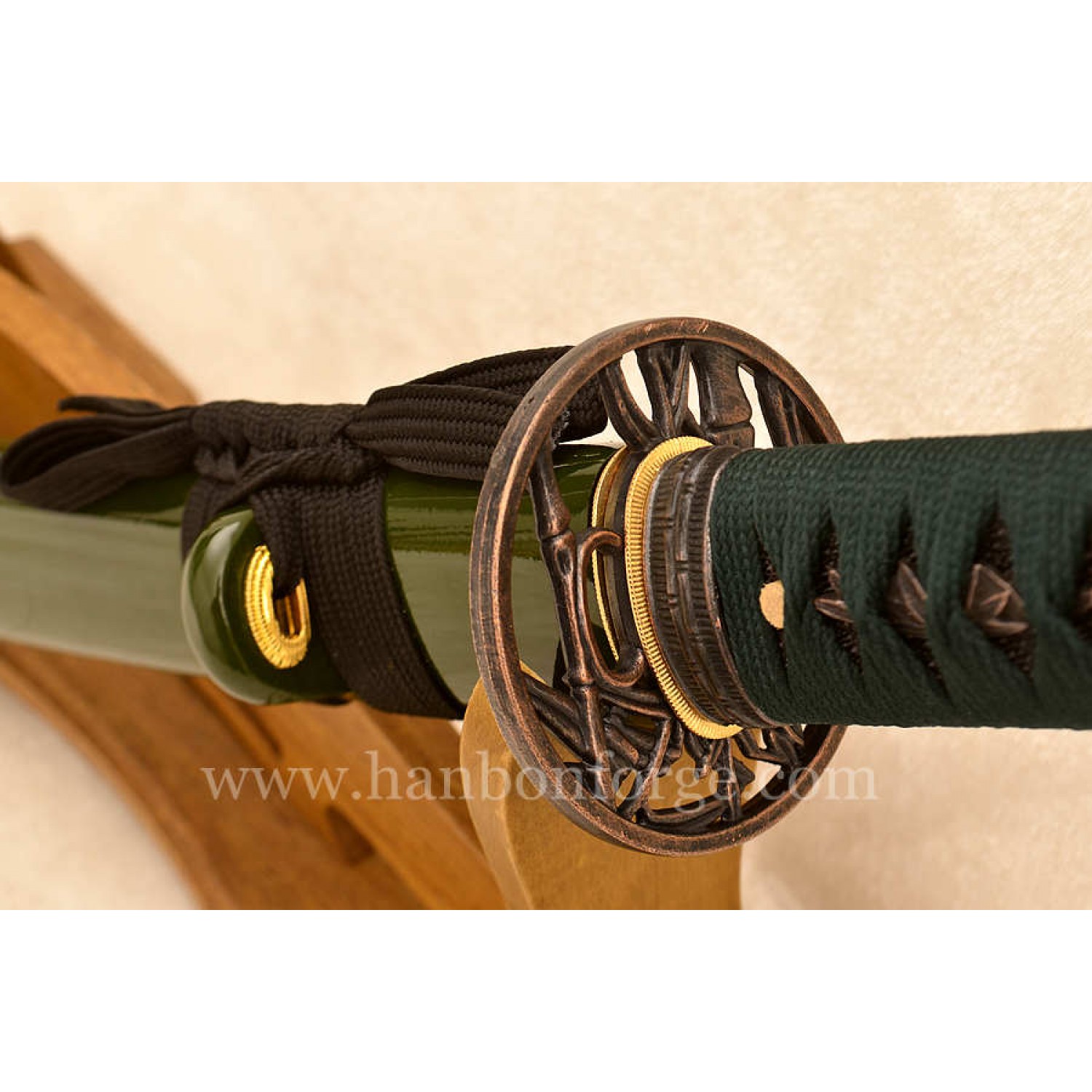 Green Saya Tanto Sword – Handmade 1060 Steel Blade | HanBon Forge