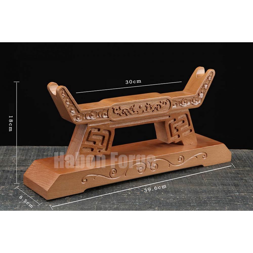 Single Layer Sword Stand Double Dragon Design Handmade Natural Wood ...