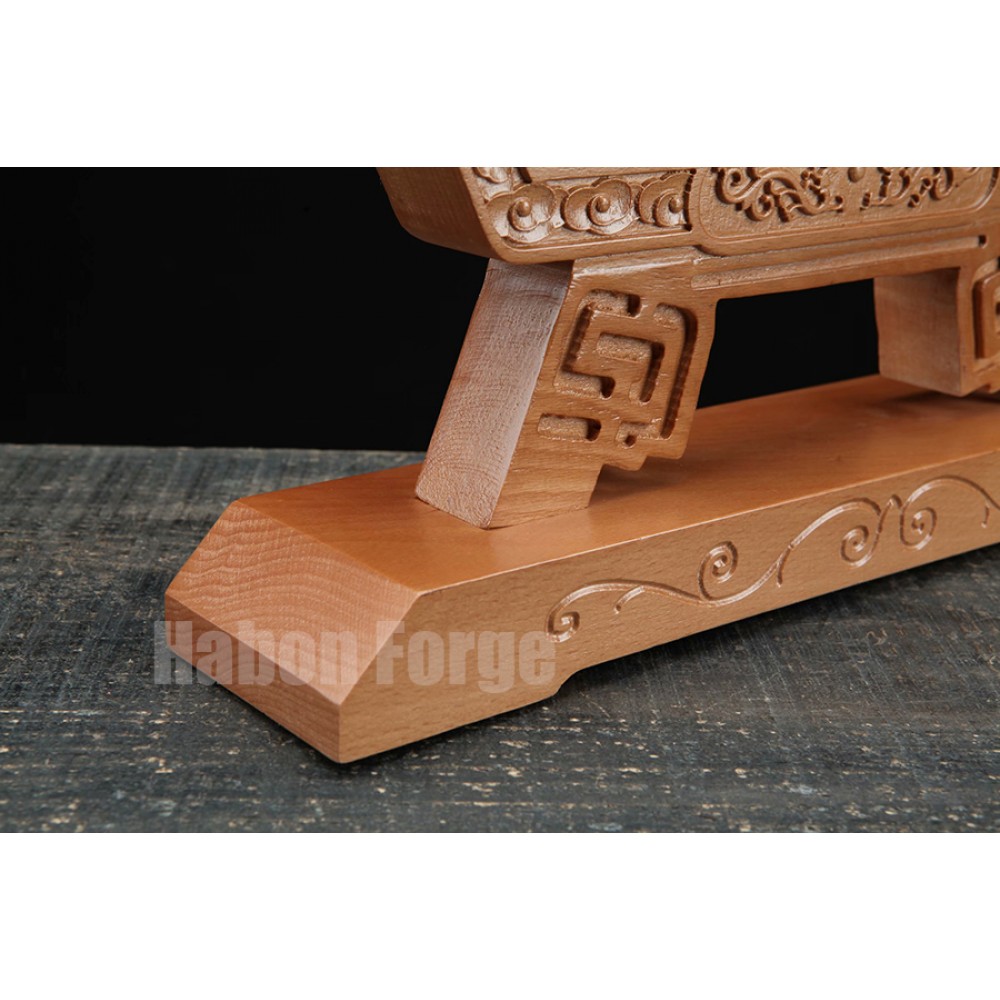Single Layer Sword Stand Double Dragon Design Handmade Natural Wood ...